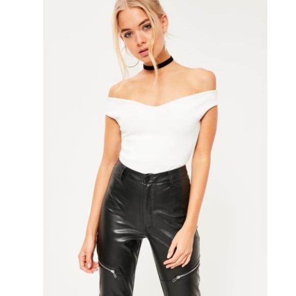 Missguided | Tops | Missguided White Bodysuit Off Shoulder | Poshmark